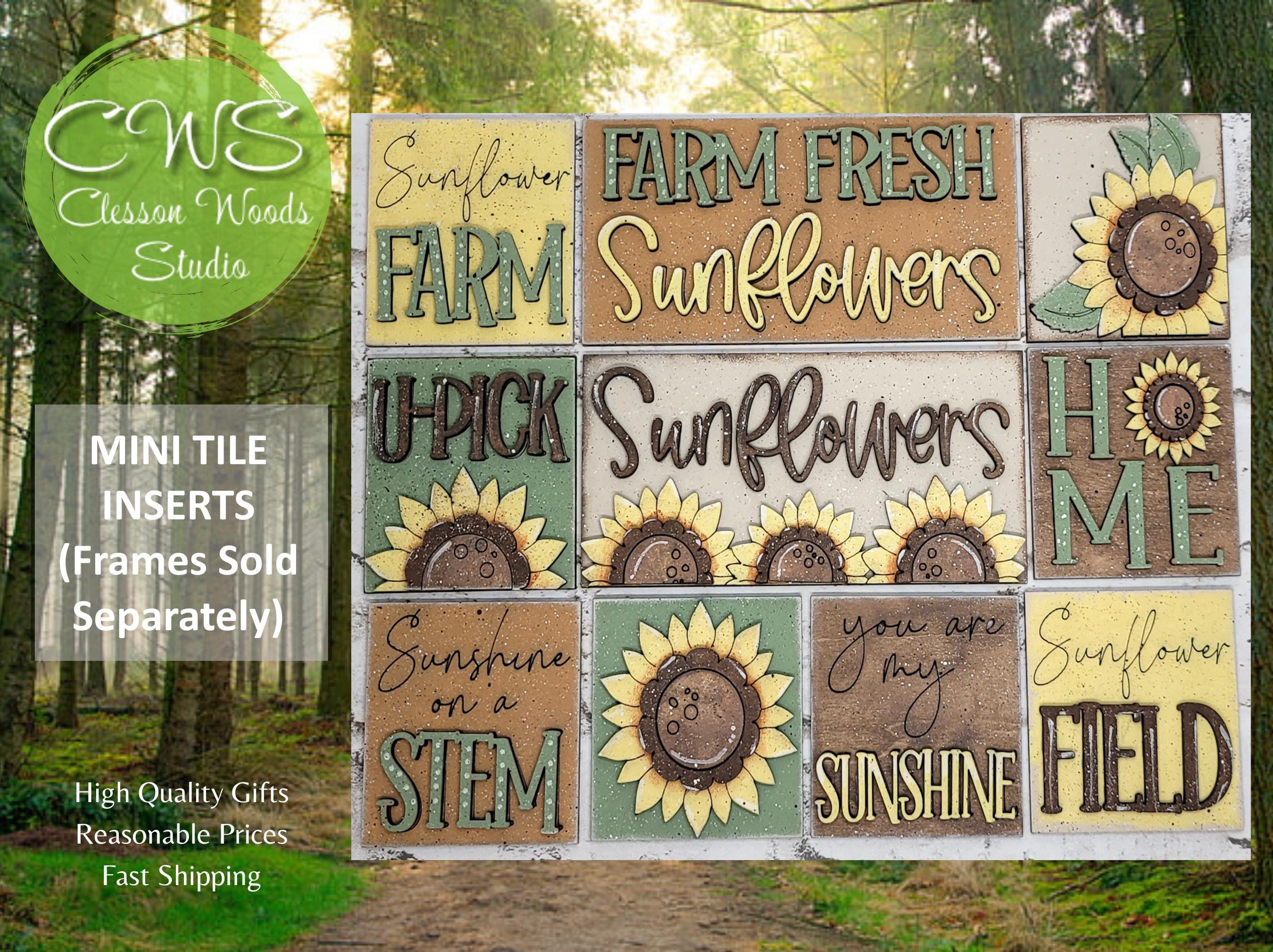 Sunflowers Mini Interchangeable Tiles for Leaning Signs and Ladders – Clesson Woods Studio