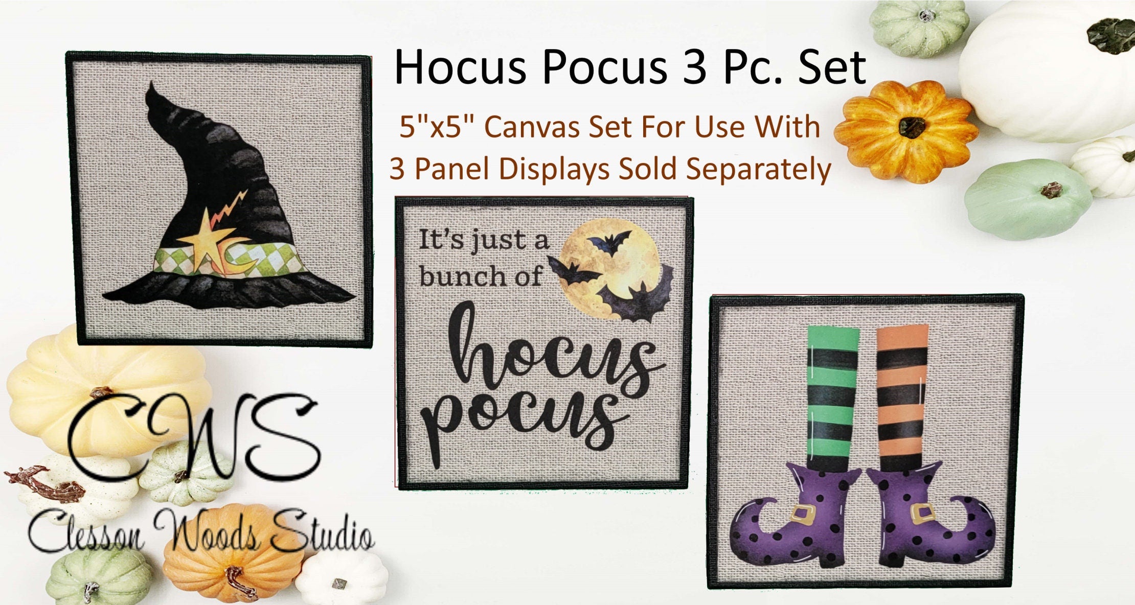 Hocus Pocus 3 Pc 5"x5" Canvas Set – Clesson Woods Studio