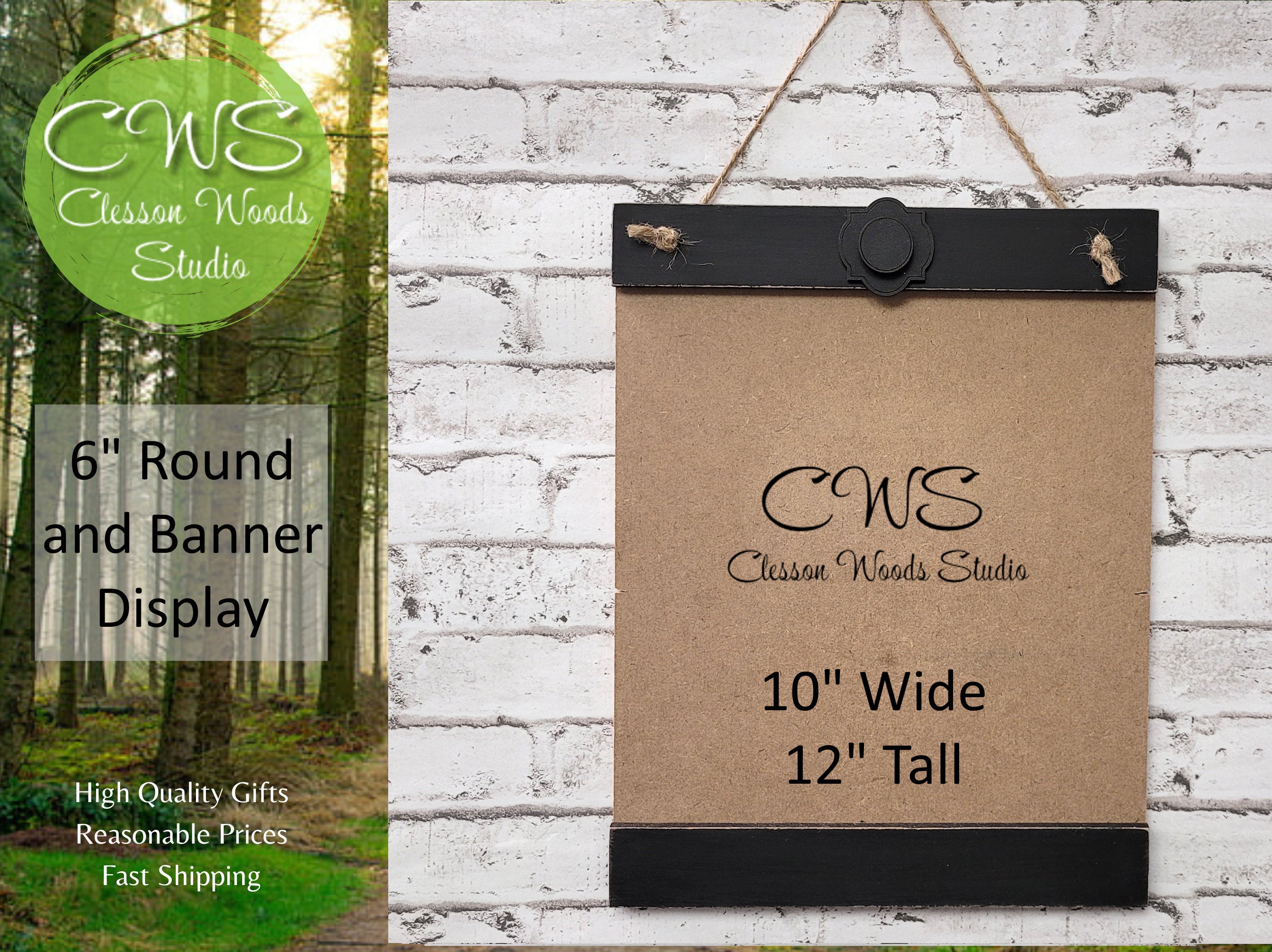 Round Sign & Banner Tan/Black Interchangeable Display – Clesson Woods ...