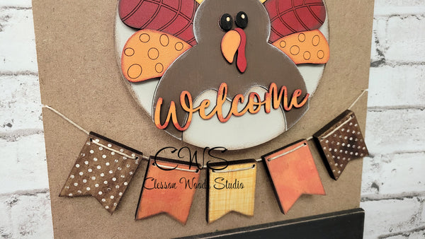 Turkey Welcome 6 Inch Round Sign & Banner – Clesson Woods Studio